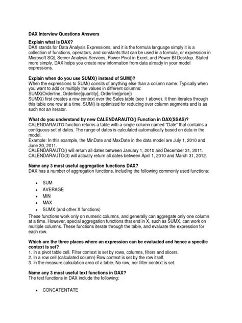 dax interview questions 1697470822 pdf databases data
