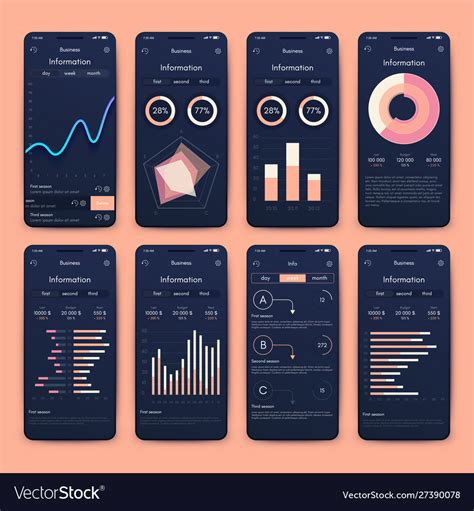 Different Ui Ux Gui Screens And Flat Web Icons Vector Image