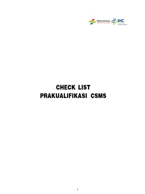 Form Checklist Csms Pdf