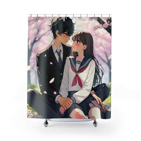 Anime Shower Curtain Young Couple In Love Etsy