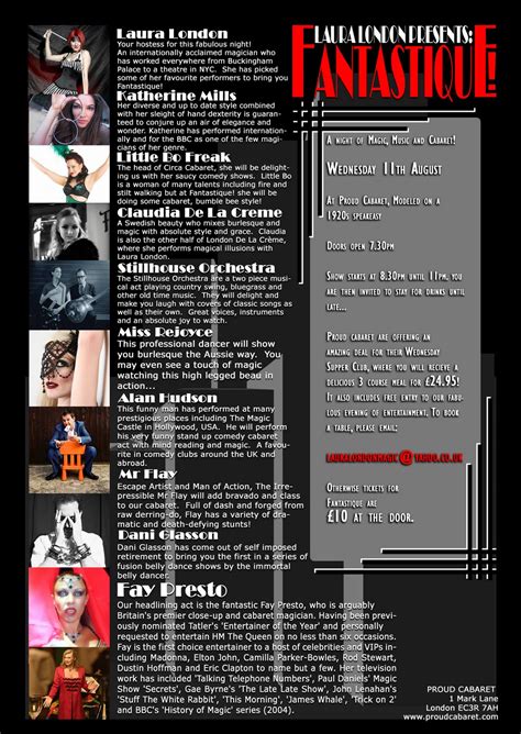 Mr Stu's Reviews & Other Words: LAURA LONDON PRESENTS FANTASTIQUE ...
