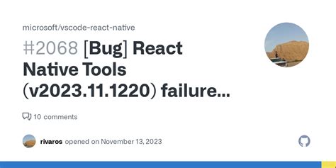 Bug React Native Tools V2023 11 1220 Failure Error Code 702