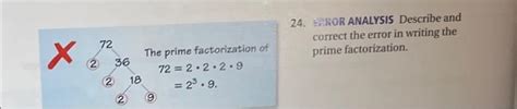 Solved X 2 72 2 36 2 18 The Prime Factorization Of 72 2 2