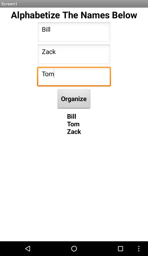 Android App Inventor Best Way To Alphabetize A List Of Names