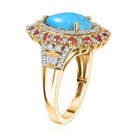 Buy Djoy Sleeping Beauty Turquoise Multi Gemstone Ring In 18k Vermeil