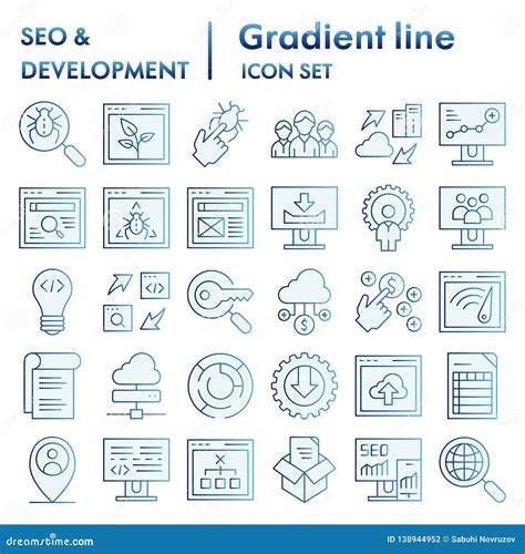 Seo And Development Flat Icon Set Computing Symbols Collection Vector Sketches Logo