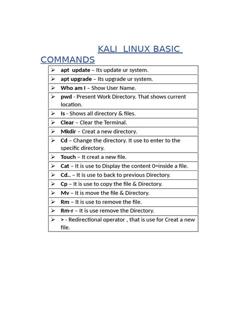 Kali Linux Basic Commands Pdf