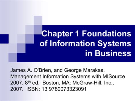 Information Systems In Business Foundations And Trends