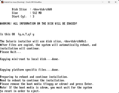 Installing Solaris 8 X86 On Virtualbox 7 0 20 When To Remove The Iso During Install Kevs