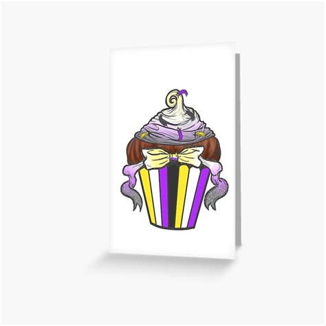 Non Binary Pride Cupcake Greeting Card For Sale By Lxsketch Redbubble