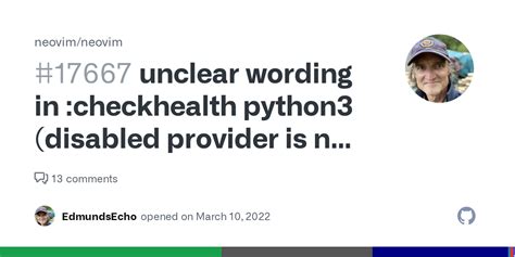 Unclear Wording In Checkhealth Python Disabled Provider Is Not An Error Issue