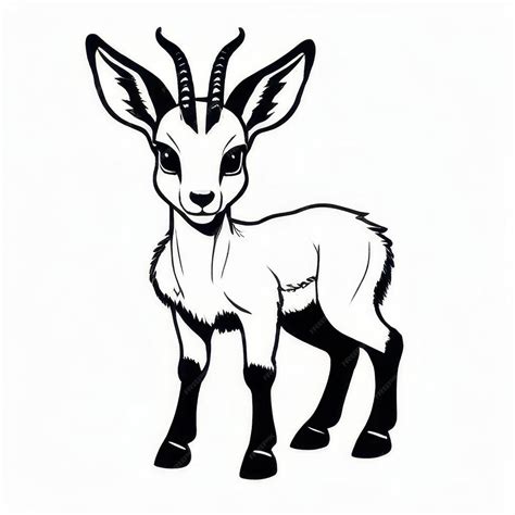 Springbok Outline Black And White Cute Coloring Book Premium Ai Generated Image