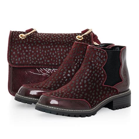 Ronni Burgundy Chunky Flexible Chelsea Boot By Ruby Shoo Belle Divino