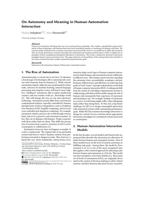 Pdf On Autonomy And Meaning In Human Automation Interaction