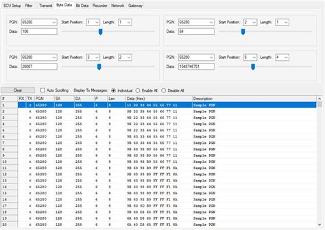 Sae J1939 Monitor Analyzer And Ecu Simulator For Windows New Byte And Bit Editing Mode