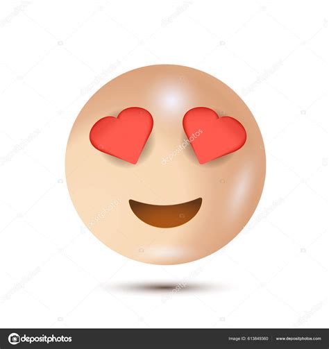 Heart Eyes Stylized Vector Icon Smiling Emoticon Character Design