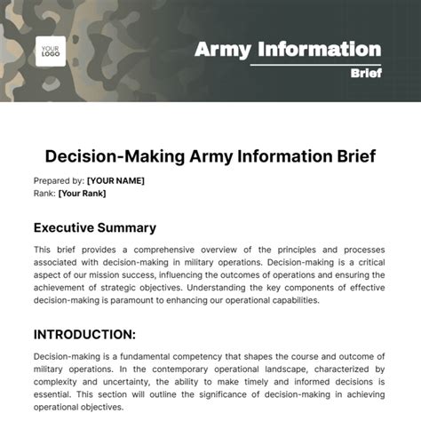 Free Army Information Brief Template To Edit Online