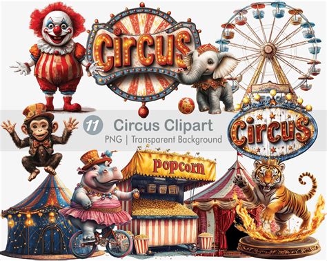 Circus Clipart Carnival Circus Rustic Circus Printable Sublimation