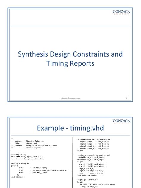 timing analysis of a synthesized design constraints reports and