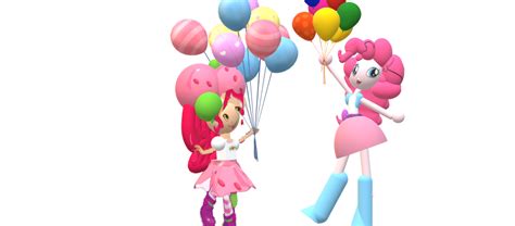 Strawberry Shortcakepinkie Pie Holding Balloons By