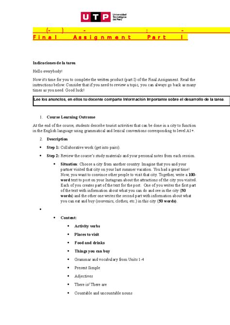 🔴 Ac S17 Week 17 Task Assignment Final Assignment Part I Ingles