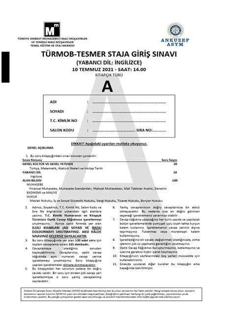 10 Temmuz 2021 Staja Giris Sinav Sorulari Pdf
