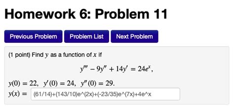 Solved Homework 6 Problem 11 Previous Problem Problem