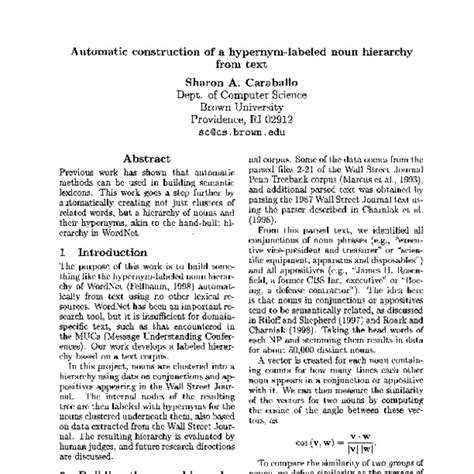 Automatic Construction Of A Hypernym Labeled Noun Hierarchy From Text Acl Anthology