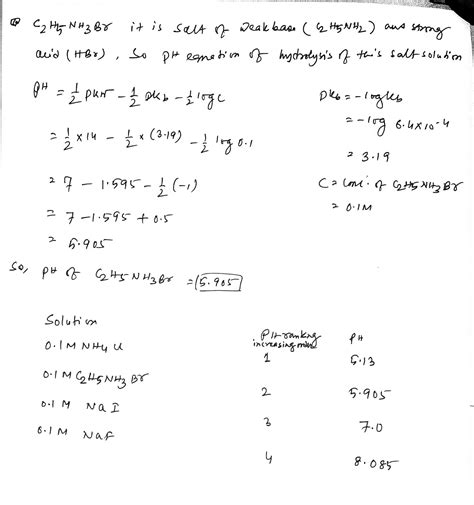 [solved] consider the following data on some weak acids and weak bases