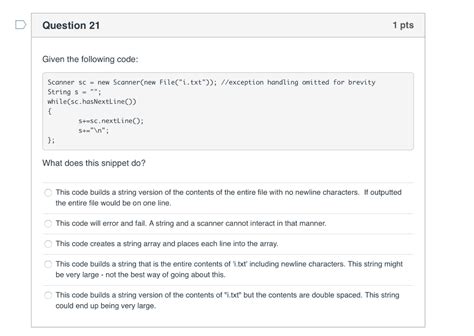 Solved U Question 21 1 Pts Given The Following Code Scanner