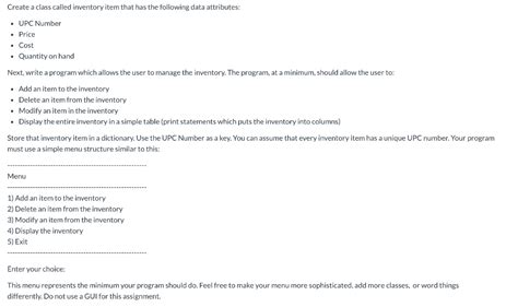 Solved Create A Class Called Inventory Item That Has The Chegg