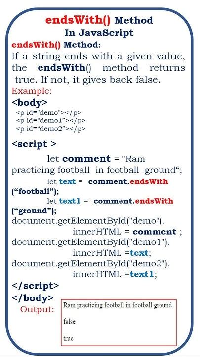 Endswith Method In Javascript Ensolutions5210 Javascript Endswith Javascripttutorials