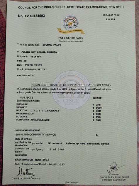 Class 10 Certificate Pdf