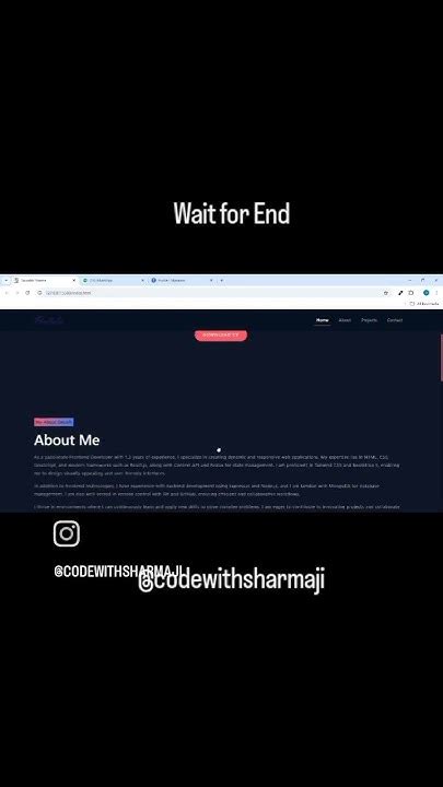 Personal Portfolio Project Html Css Javascript Frontenddevelopment Shortsviral Shorts