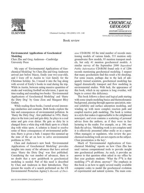 Environmental Applications Of Geochemical Modeling Pdf Geochemistry Numerical Analysis