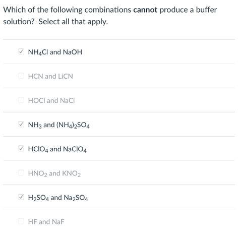 Solved Which Of The Following Combinations Cannot Produce A