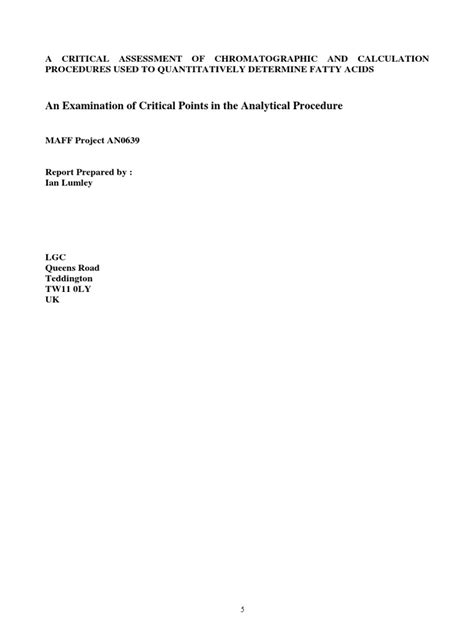 A Critical Assessment Of Chromatographic And Calculation Procedures