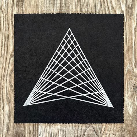triangular grid sacred geometry linoprint silver black etsy