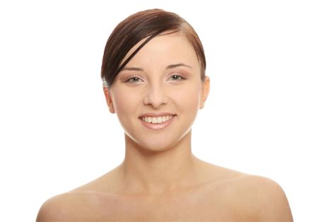 Premium Photo Portrait Of Smiling Topless Young Woman Against White