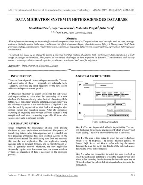 Data Migration System In Heterogeneous Database Pdf Databases
