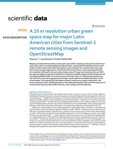 Pdf A 10 M Resolution Urban Green Space Map For Major Latin American Cities From Sentinel 2