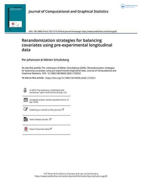 Pdf Rerandomization Strategies For Balancing Covariates Using Pre Experimental Longitudinal Data