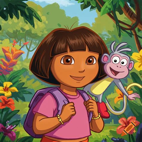 Dora the Explorer characters in a gym class. The teacher flexes her muscles while Dora and ...