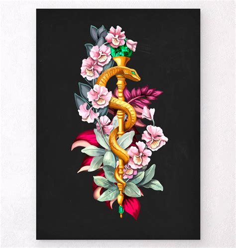 Rod Of Asclepius Art Print Codex Anatomicus