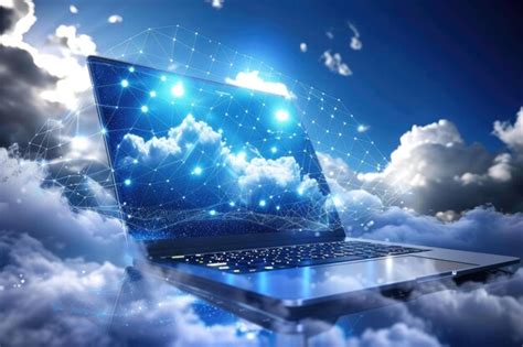 Cloud Based Laptops Cloud Computing Concept Premium Ai Generated Image