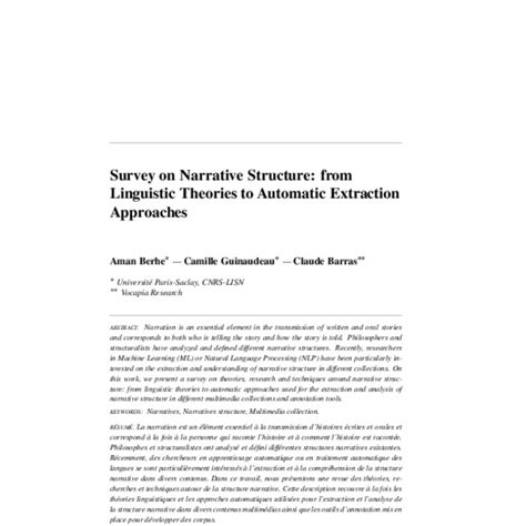 Survey On Narrative Structure From Linguistic Theories To Automatic Extraction Approaches Acl