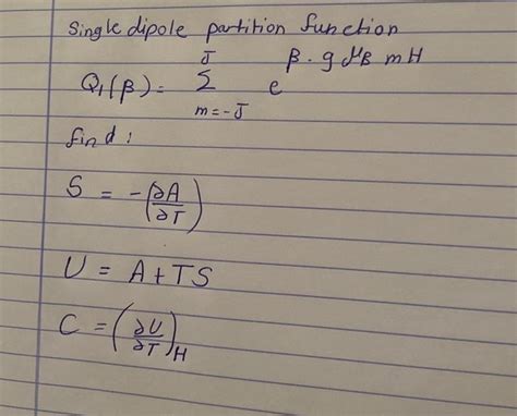 Solved Single Dipole Partition Function Q1 β ∑m −jjeβ⋅gμbmh