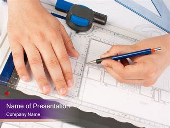 Architectural Planning An Architect At Work In The Office PowerPoint Template Backgrounds
