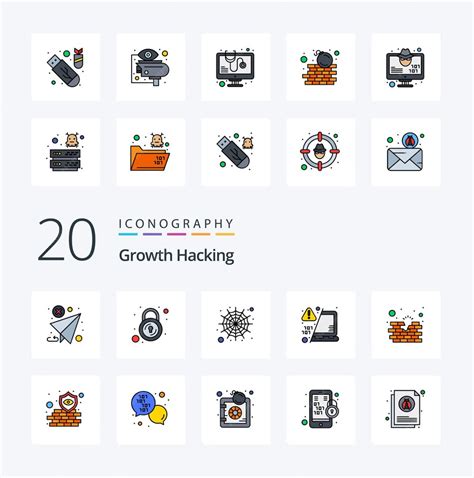 Premium Vector 20 Hacking Line Filled Color Icon Pack Like