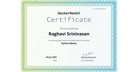 Raghavi Srinivasan On Linkedin Hackerrank Python Productivequarantine Assessment